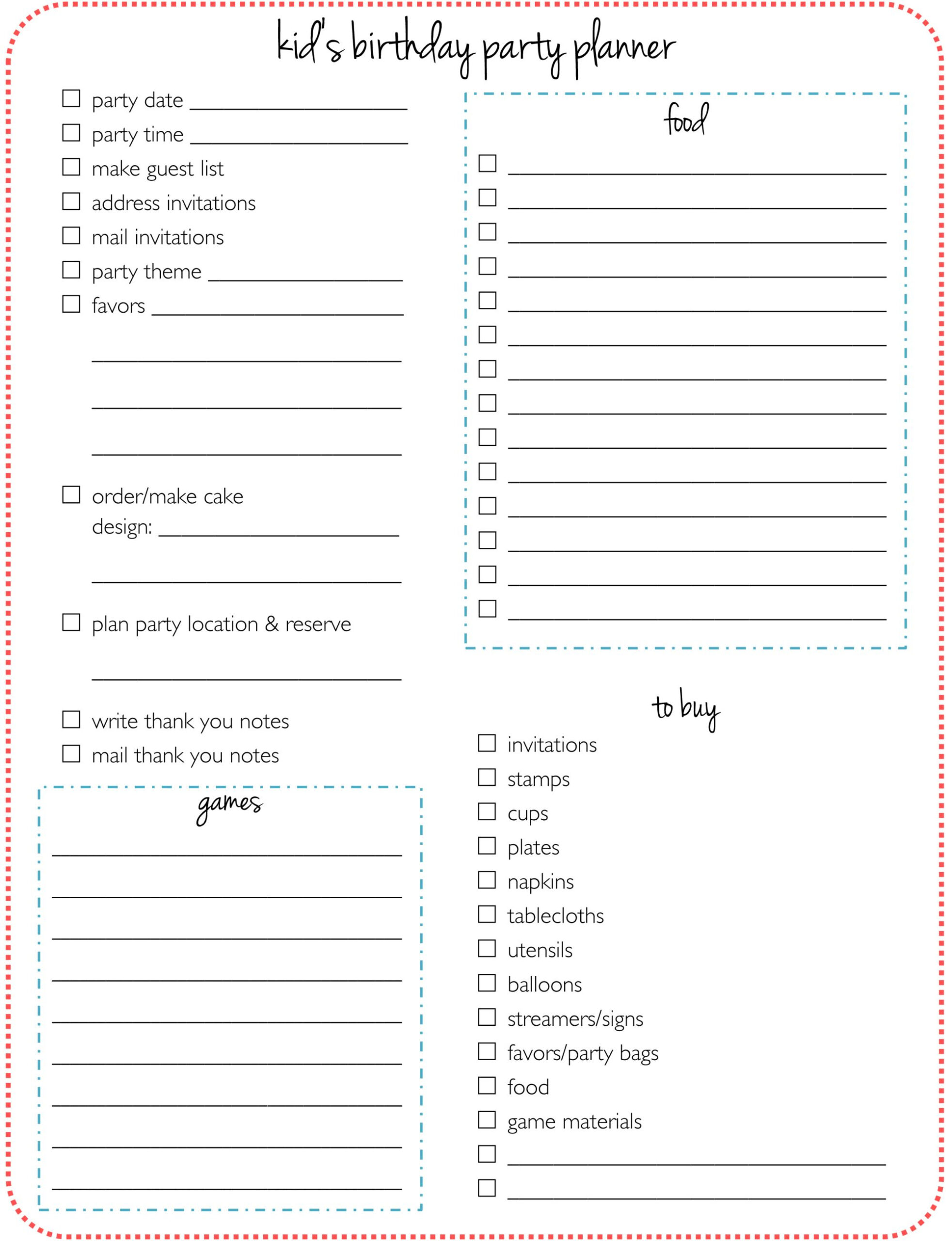 Free Birthday Party Planner Printable 2022 - FreePrintableBirthday.net